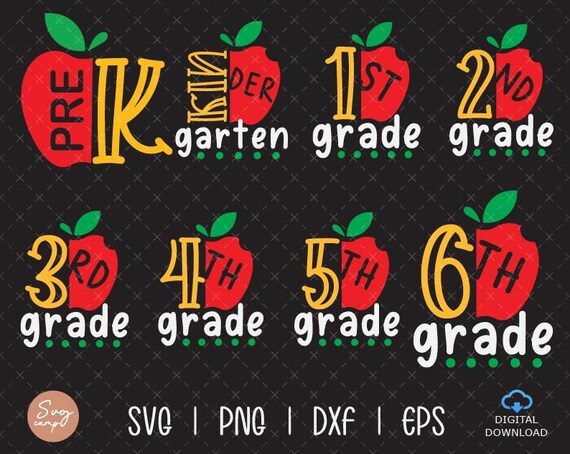 Apple Grade School Svg Bundle Back to School Svg First Day - Etsy