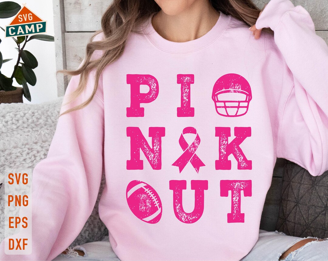 Pink Out Football Svg, Fight Cancer Pink Ribbon Svg, Pink Out Svg ...