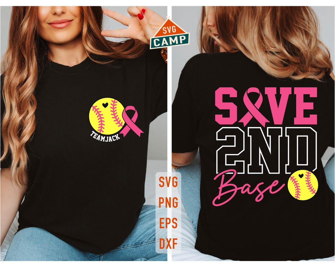 Save 2nd Base Svg, Softball Breast Cancer Svg, Breast Cancer Awareness ...