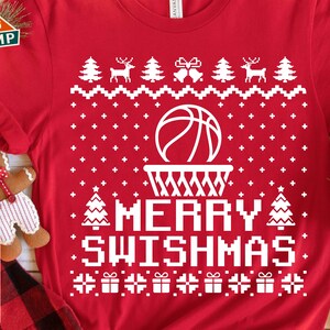 Merry Swishmas Svg, Christmas Basketball Svg, Basketball Ugly Christmas ...