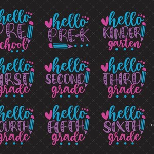 Hello Grade School Bundle Svg, Back to School Svg, First Day of School ...