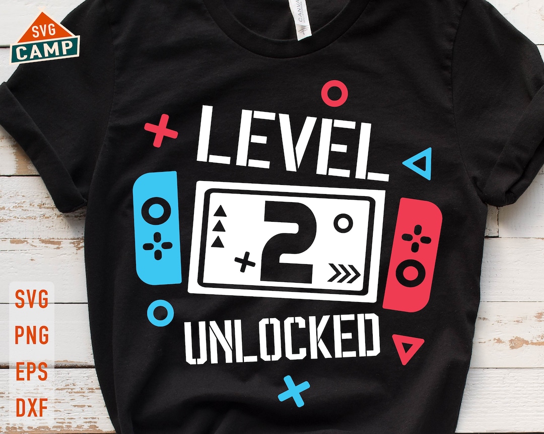 Level 2 Unlocked Birthday Svg, 2nd Birthday Boy Gamer, 2nd Birthday Boy ...