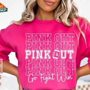 Pink Out Football Svg, Fight Cancer Pink Ribbon Svg, Pink Out Svg ...