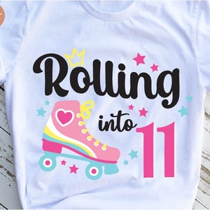 Rolling Into 11 Girl Birthday Shirt Svg, 11th Birthday Girl, Birthday ...