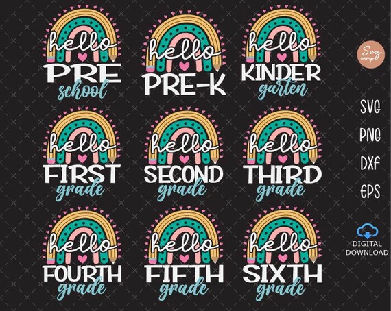 Hello Grade School Svg Bundle Back to School Svg First Day - Etsy