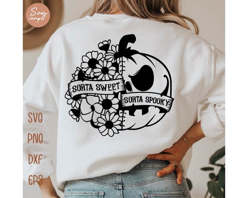 Sorta Sweet Sorta Spooky Svg Floral Pumpkin Svg Spooky - Etsy