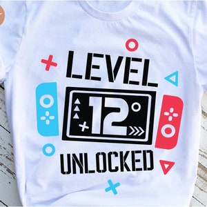 Level 12 Unlocked Birthday Svg, 12th Birthday Boy Gamer Svg, 12 Years ...