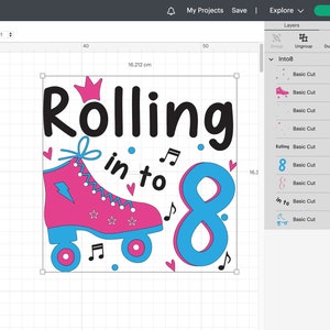 Rolling Into 8 Svg, Birthday Roller Skates Svg, 8th Birthday Svg ...