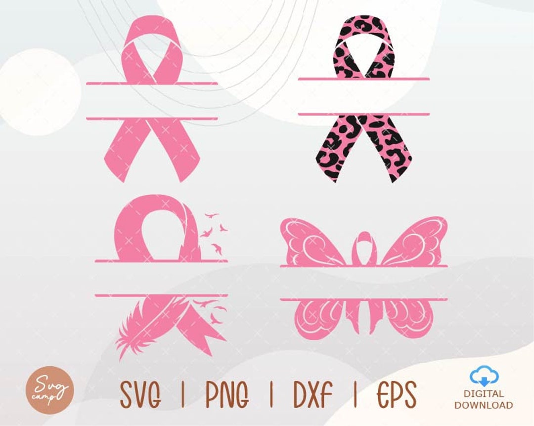 Pink Ribbon Monogram Svg Bundle, Breast Cancer Svg, Fight Breast Cancer ...