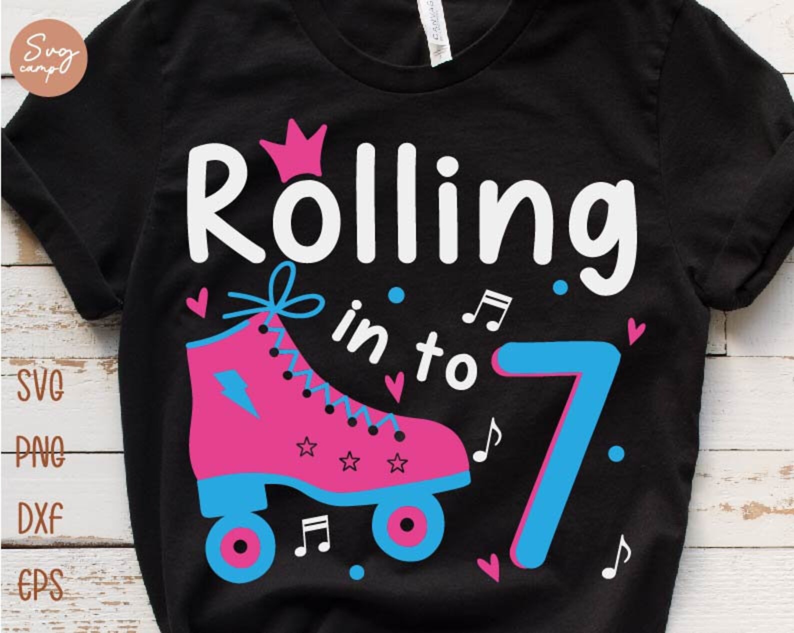 Rolling Into 7 Svg Birthday Roller Skates Svg 7th Birthday - Etsy