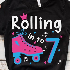 Rolling Into 7 Svg, Birthday Roller Skates Svg, 7th Birthday Svg ...