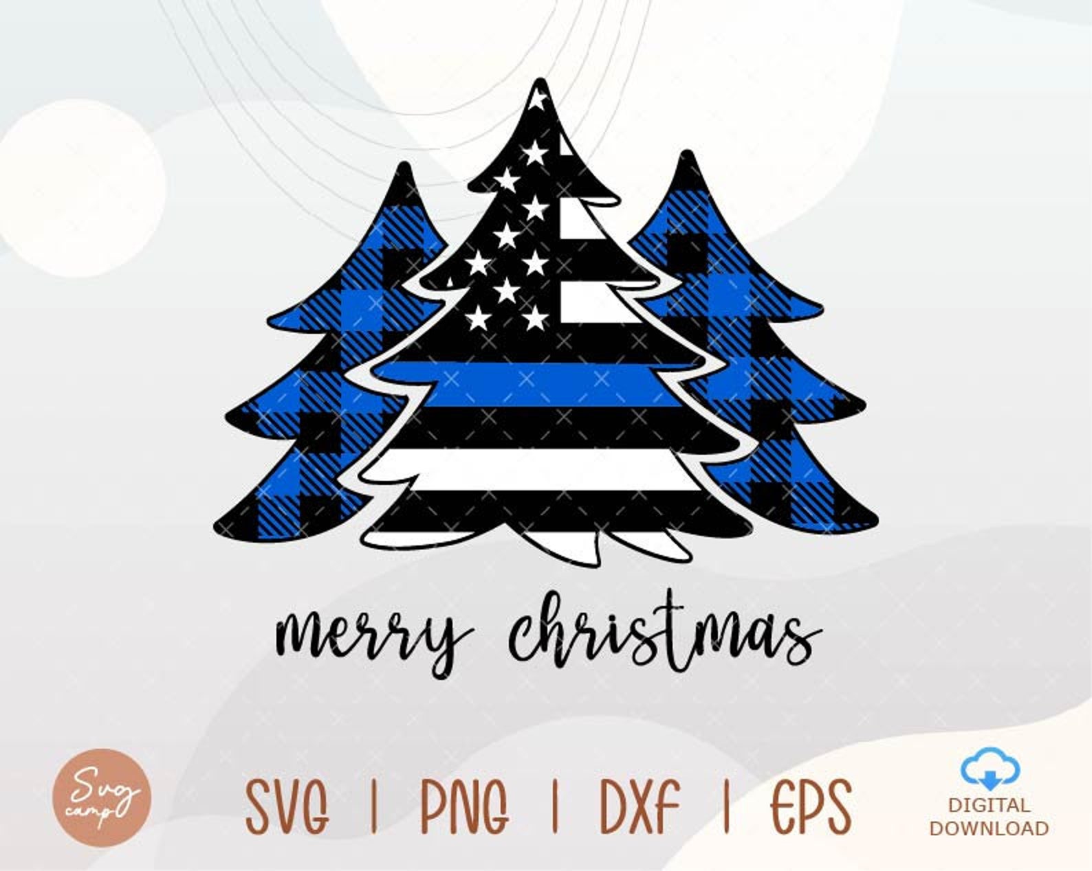 Blue Line Christmas Tree Svg Police Officer Christmas Svg - Etsy