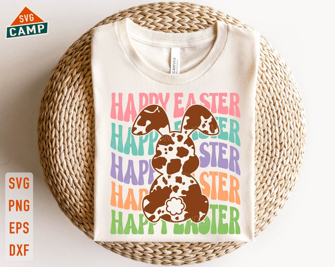 Happy Easter Svg, Easter Bunny Svg, Bunny Cowhide Print Svg, Bunny Svg ...
