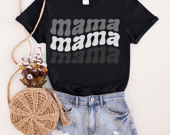FIVE Retro Wavy Letter Mama, Sublimation Mama Curvy Letter Design ...