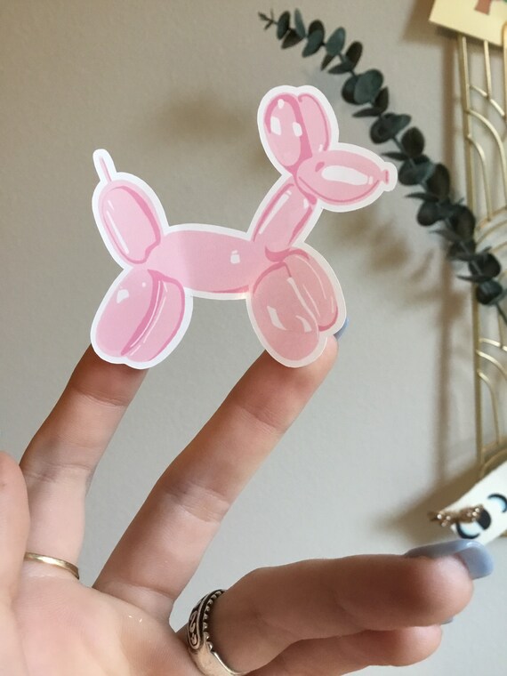 Pink Balloon Animal Glossy Sticker - Etsy