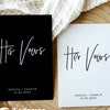 EVERLY His and Her Wedding Vows Template, Black White, Personalized ...