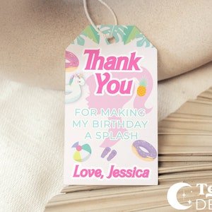 Dolly Doll Pool Party Favor Tags | Party Favors | Favor Labels | Come ...