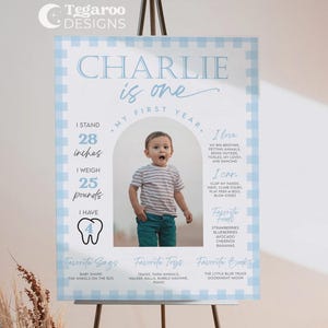 Blue Gingham Birthday Party Bundle | Invitation | Signs |classic ...