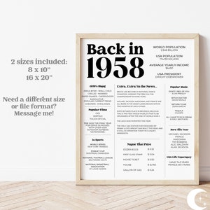 1958 Trivia | 66th Birthday Trivia | Present | Reunion | Anniversary ...