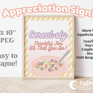 Cereal Sign | Cereal Breakfast Bar | Appreciation Week | First ...