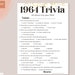 1964 Trivia | 60th Birthday Trivia Game | 60th Birthday Activity ...
