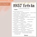 1957 Trivia 66th Birthday Trivia Game 66th Birthday - Etsy