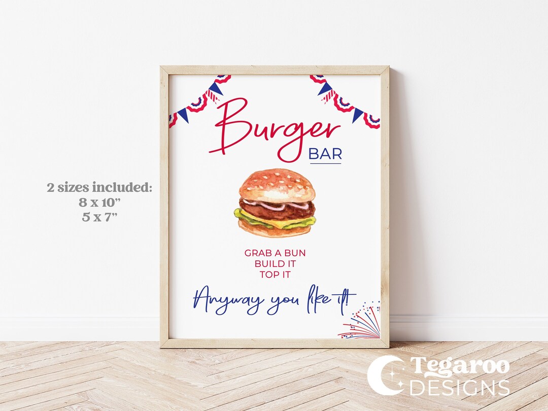 July 4th BBQ Grill Party | Simple Modern Minimalist Slider Burger Bar ...