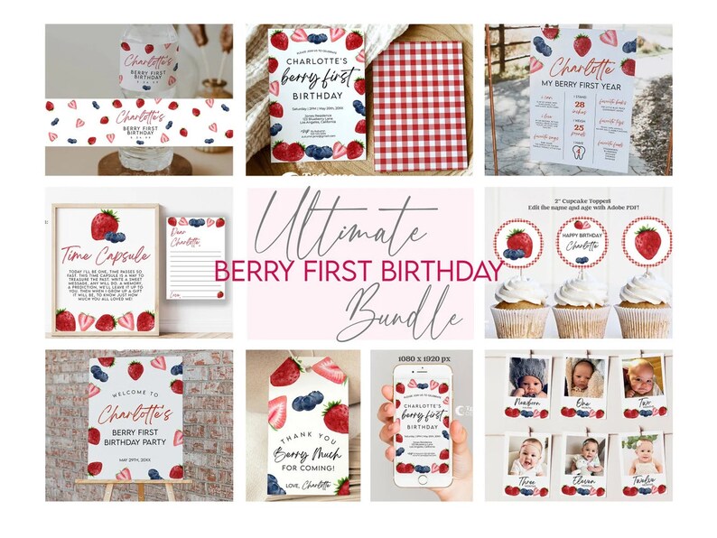 Strawberry High Chair Banner Berry First Birthday |1st Berries Garland ...