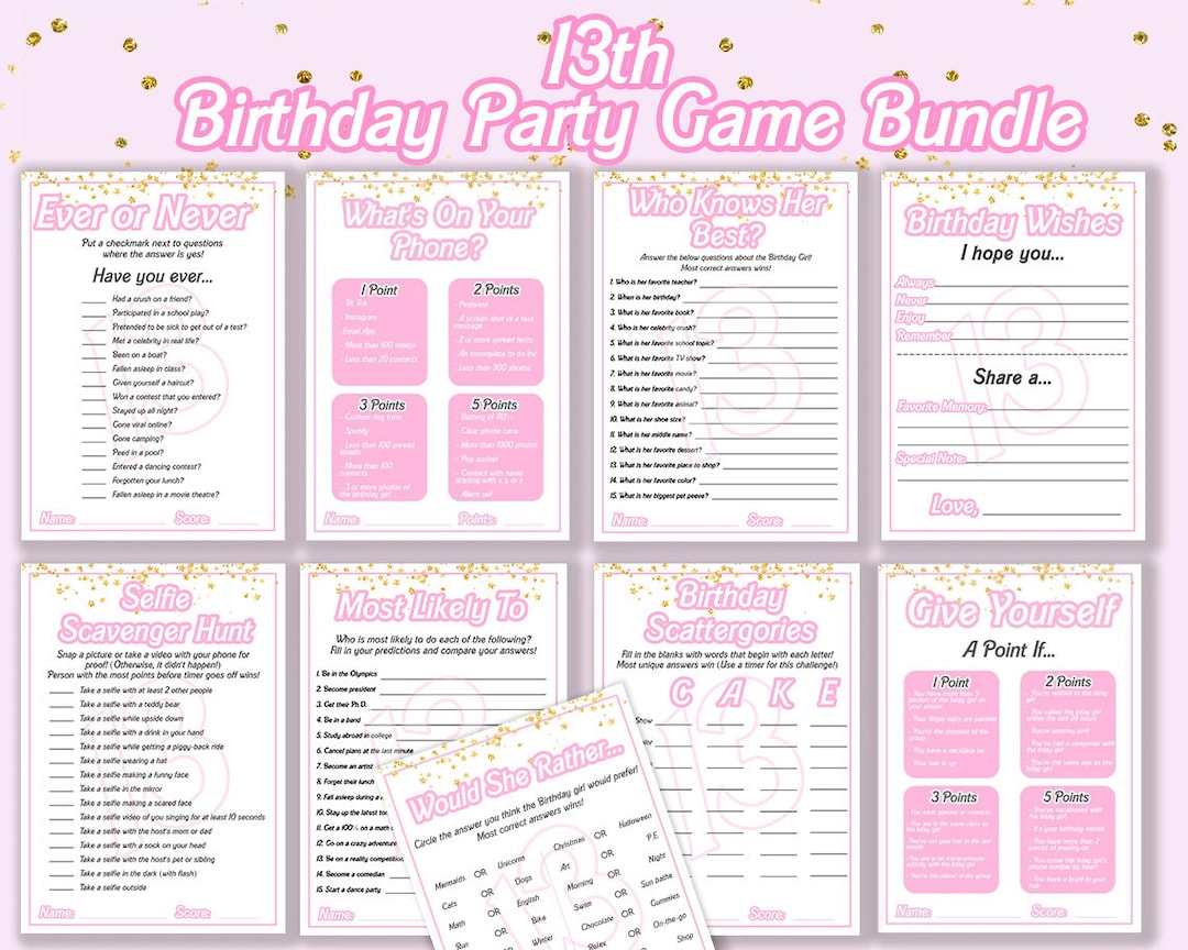 13th Birthday Games, 13th Birthday 13th Partygames, 13 Year Old ...