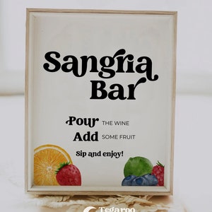 Sangria Bar Sign | Watercolor Retro Modern Minimalist Sangria Bar Sign ...
