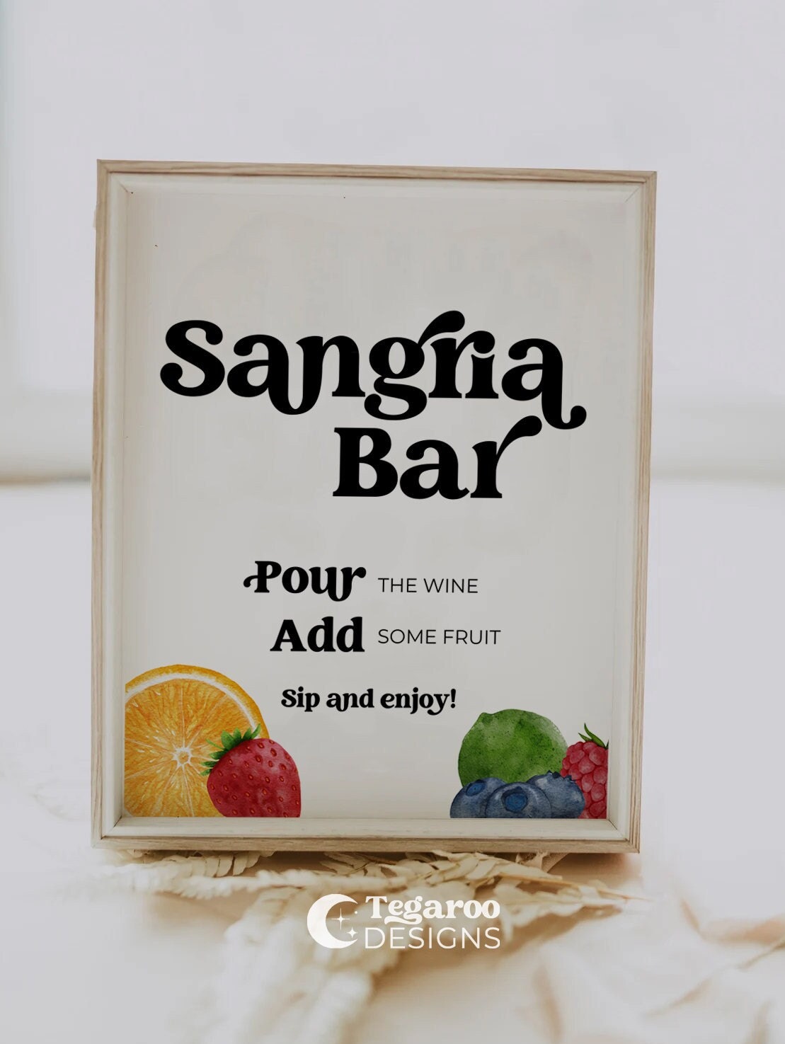 Sangria Bar Sign Watercolor Retro Modern Minimalist Sangria | Etsy