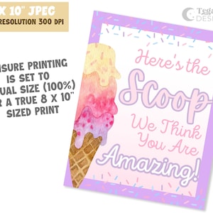 Here's the Scoop Ice Cream Employee Teacher Appreciation Sign | First ...