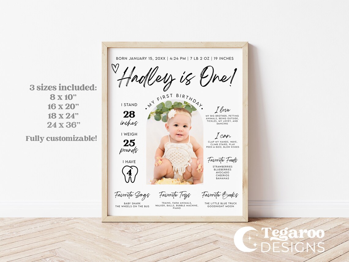 Baby's First Year Milestone Board Template | Fully Editable | 1st ...