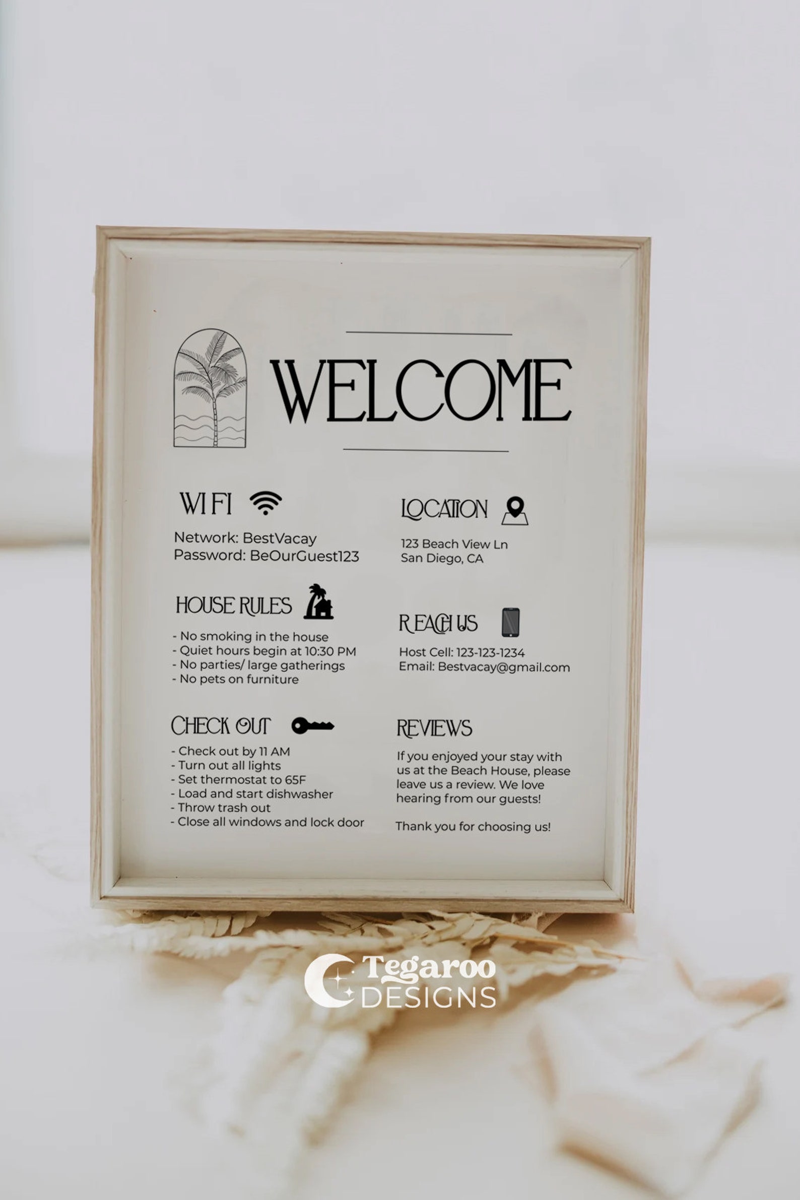 Boho Modern Minimalist Airbnb VRBO Vacation Welcome Sign - Etsy