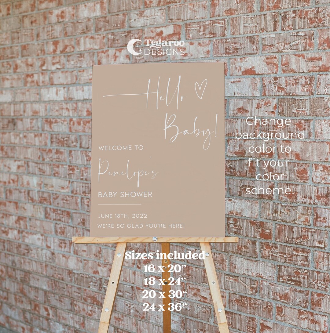 HAZEL Boho Beige Baby Shower Welcome Sign | Tan Boho Neutral | Simple ...