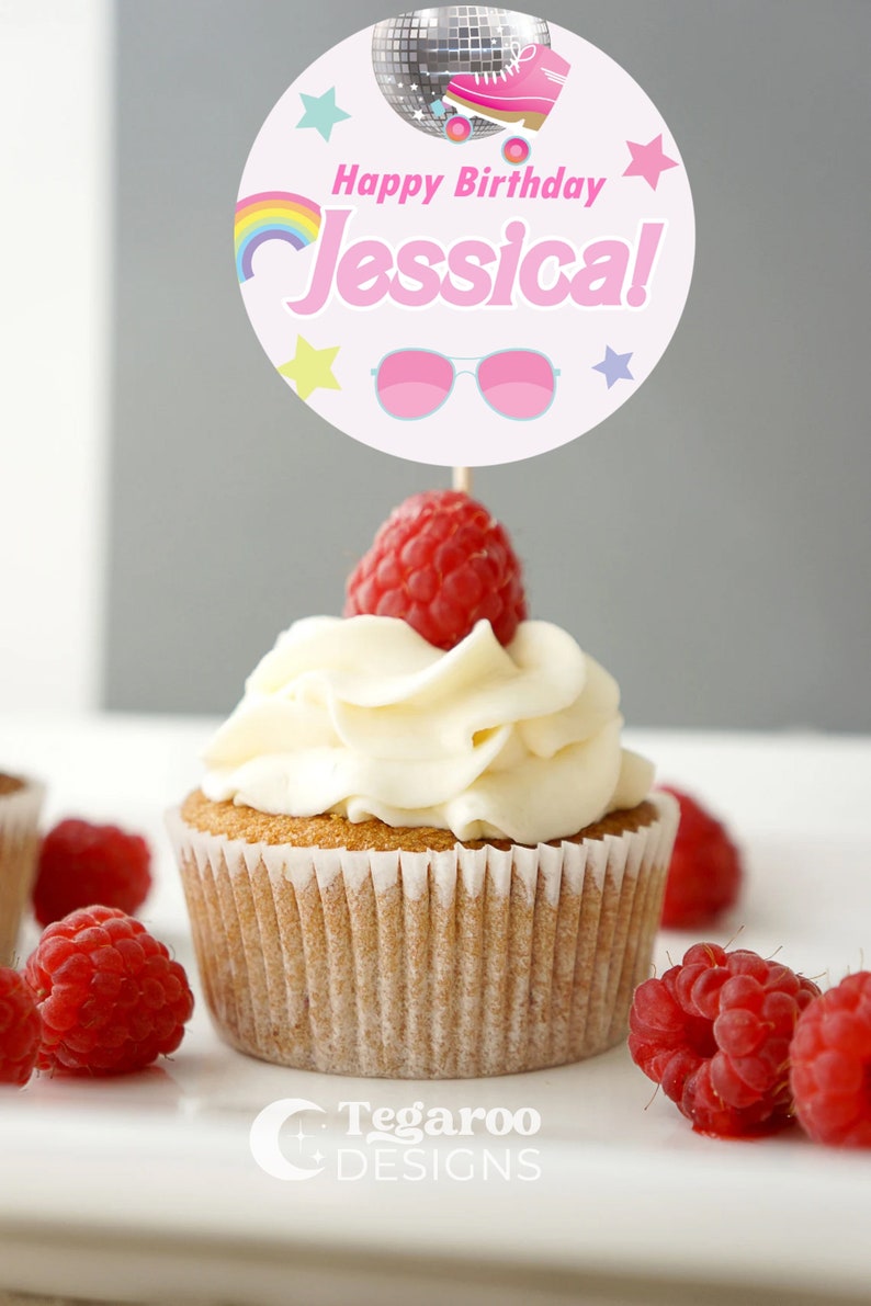 Dolly Doll Retro Roller Skate Party Birthday Cupcake Toppers - Etsy