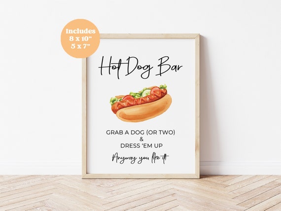Clean Modern Minimalist Hot Dog Bar Sign BBQ Grill Baby | Etsy