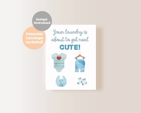 Printable Boy Baby Shower Card Laundry is About to Get Cute - Etsy