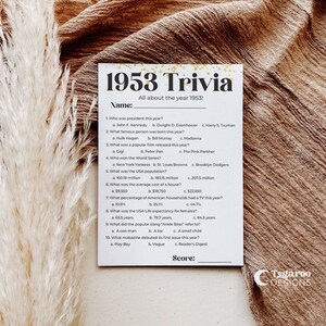 1953 Trivia | 71st Birthday Trivia Game | 71st Birthday Activity ...