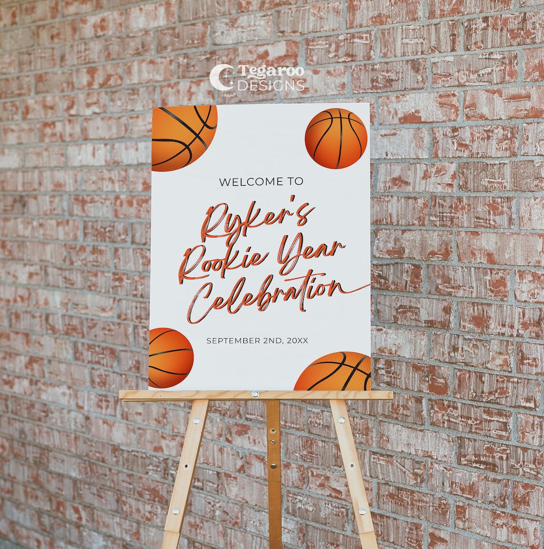 Basketball Party Welcome Sign | Basketball Rookie Year | 1st Birthday ...
