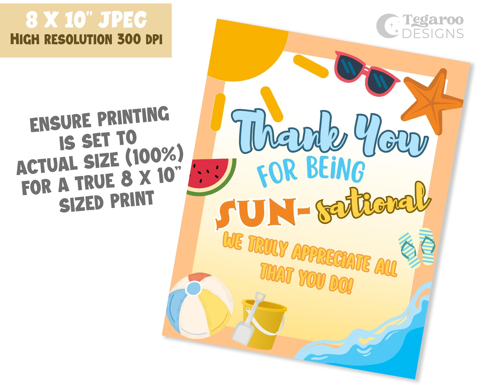 Summer Beach Party Employee Teacher Appreciation Sign | Sun Sunsational ...