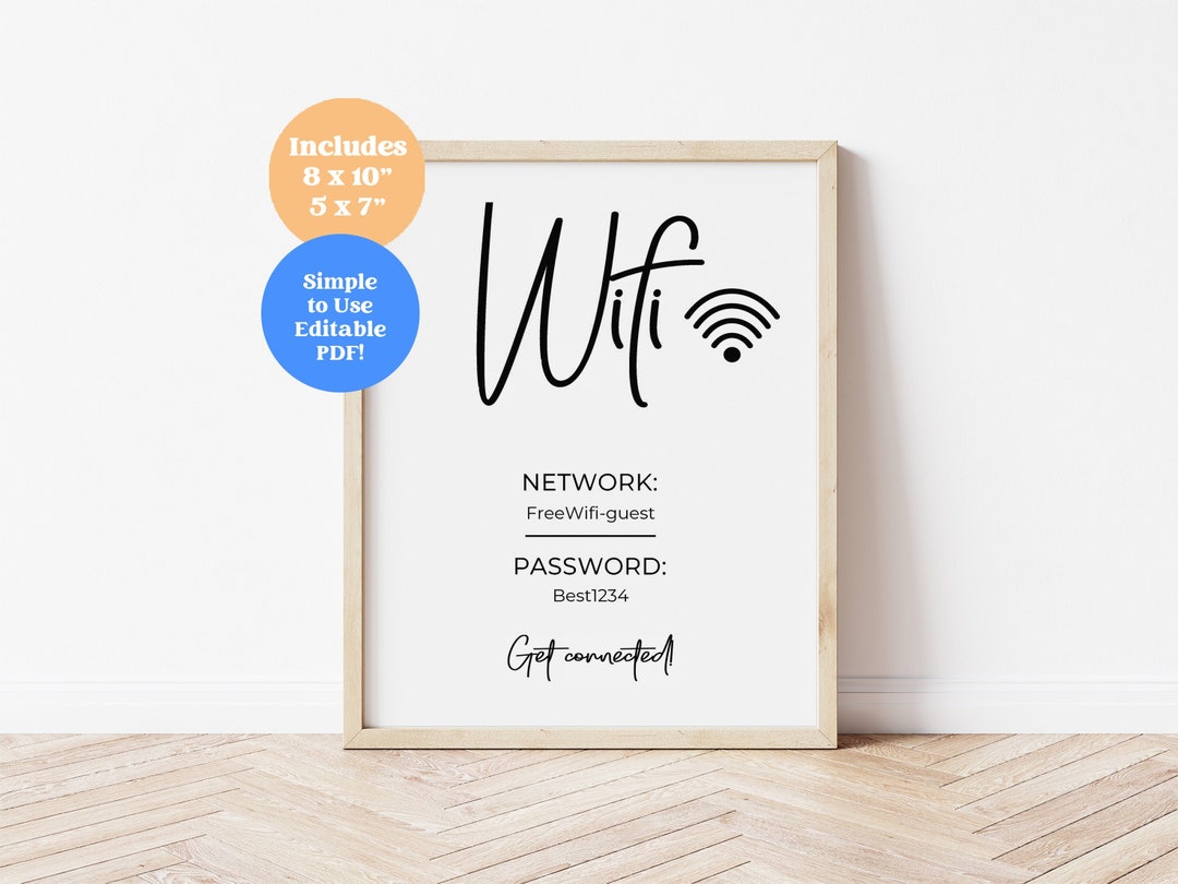 Wi Fi Password Sign | Wifi Sign | Simple Minimalist Modern | Editable ...