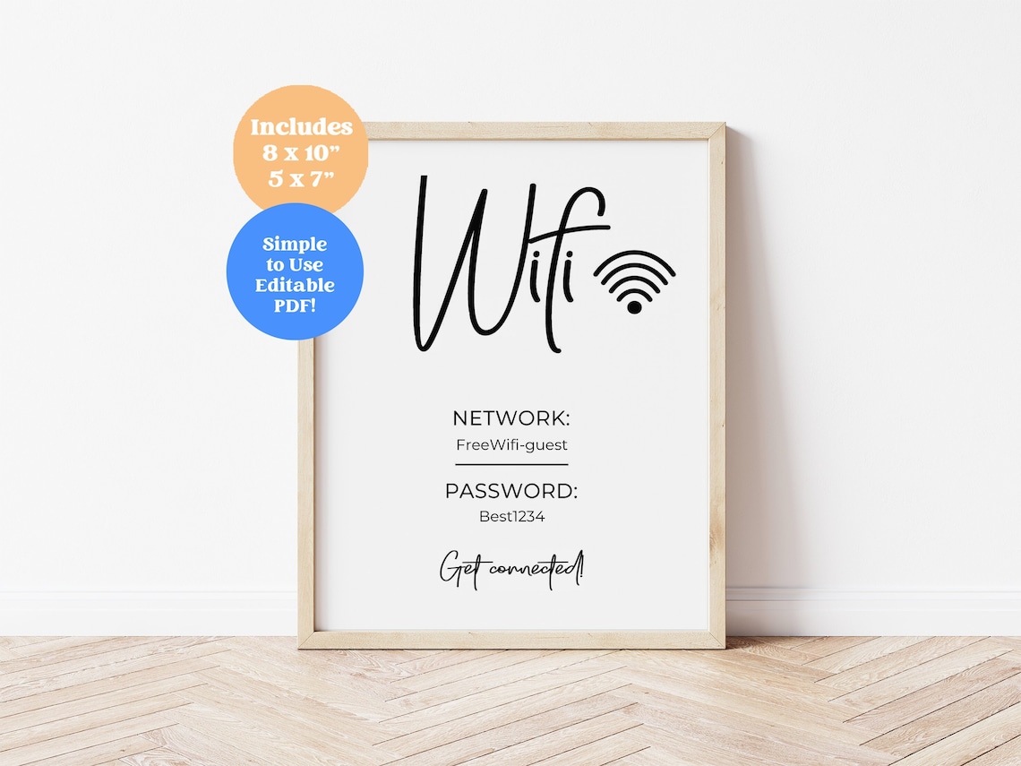 Wi Fi Password Sign Wifi Sign Simple Minimalist Modern - Etsy