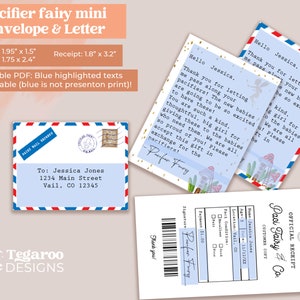 Pacifier Binky Fairy Miniature Letter, Receipt, Envelope | Boy or Girl ...
