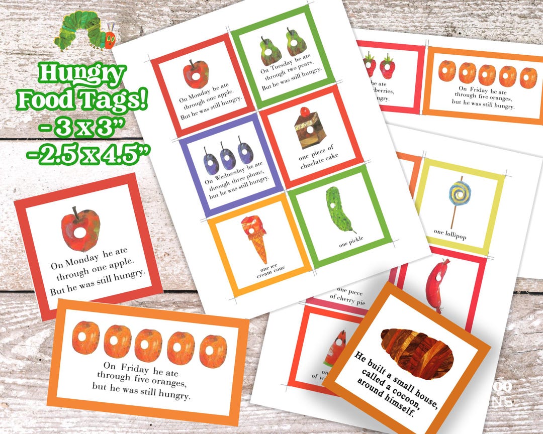 Hungry Caterpillar Story Food Tags | Food Labels | Birthday | Baby ...
