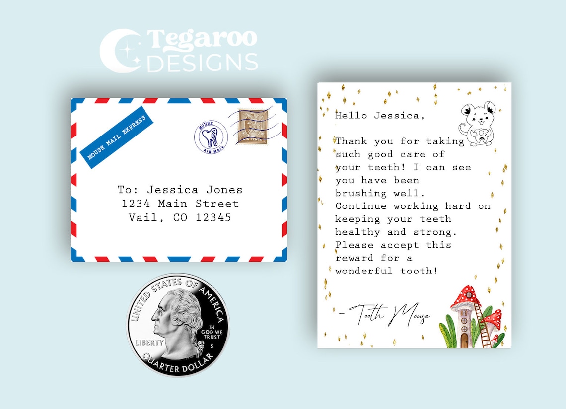 Tooth Mouse Lost Tooth Realistic Mini Tiny Letter Receipt - Etsy