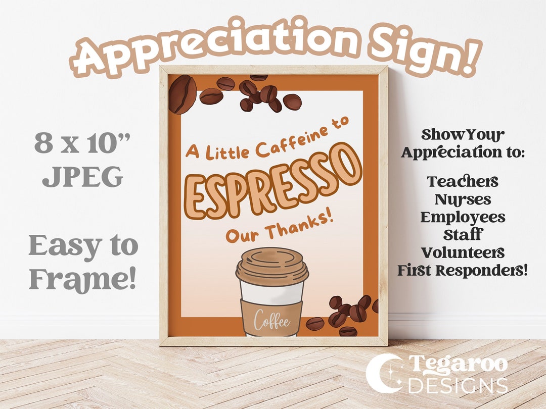 Espresso Coffee Bar Sign Employee Teacher Appreciation Sign | Caffeine ...