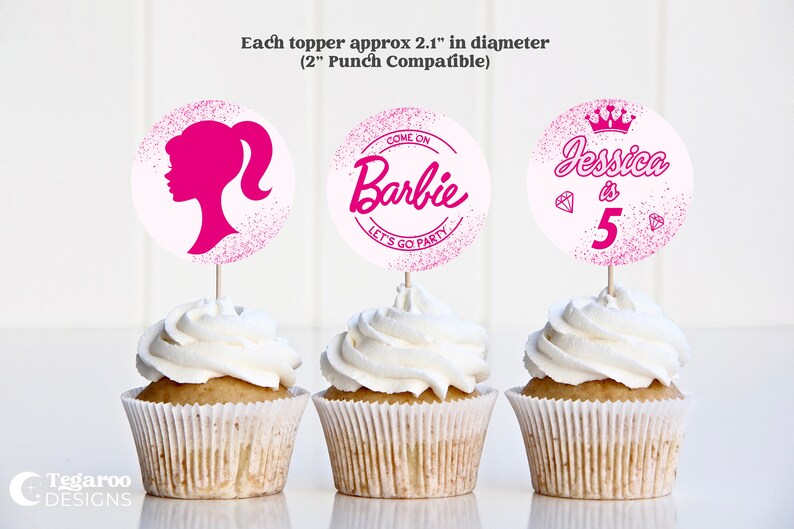 Dolly Doll Glitter Cupcake Toppers Come on Girly Let's - Etsy