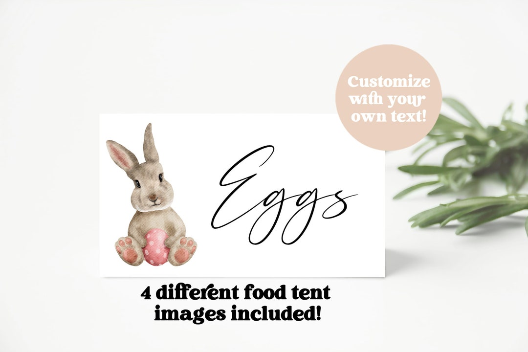 Printable Easter Food, Name Tented Place Card (4 Images) - Editable ...
