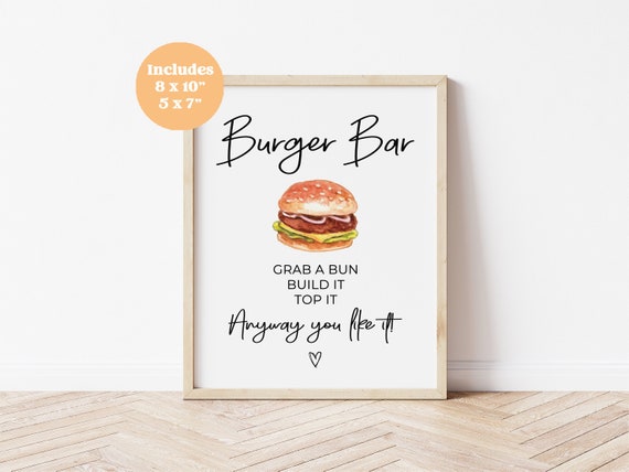 Simple Clean Modern Minimalist Slider Burger Bar Sign Baby - Etsy